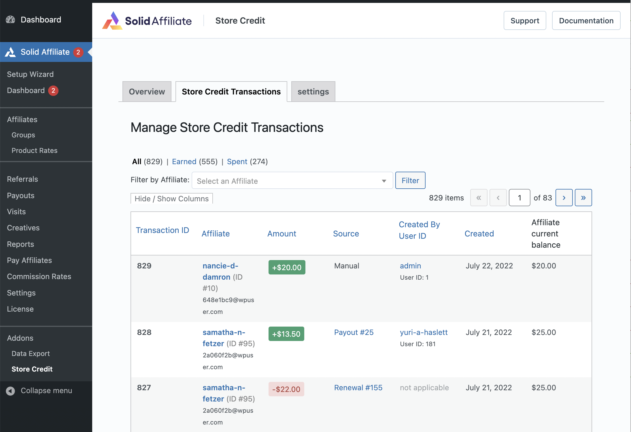 Store Credit - Documentation | Solid Affiliate
